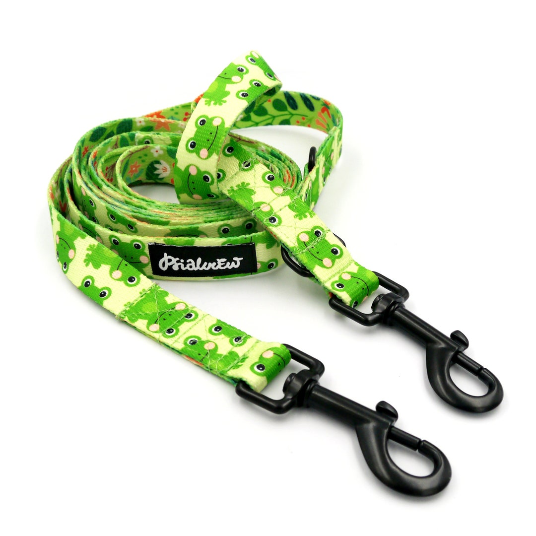 Green Frog Dog Leash: Adjustable Length, Black Snap Hook - Etsy