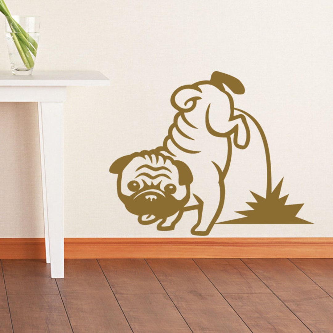 Pug Decal Dog Pissing , Vinyl Sticker Decal - Good for Walls, Cars ...