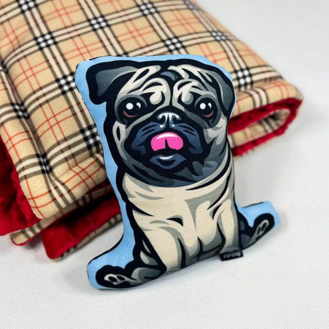Pug Pillow: Beige Stuffed Dog Toy, Cuddly Mascot - Etsy