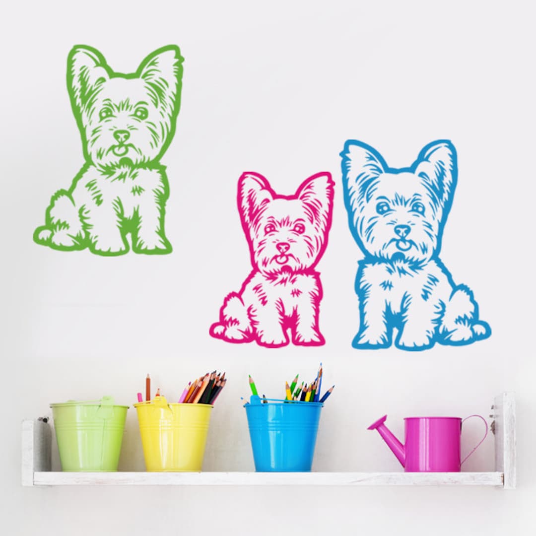 Yorkie Wall Decal Sticker, Yorkshire Terrier Dog Vinyl Wall Decal ...