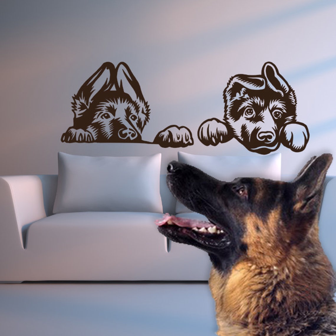 Peeping German Shepherd Dog Decal: Vinyl Alsatian Sticker - Etsy