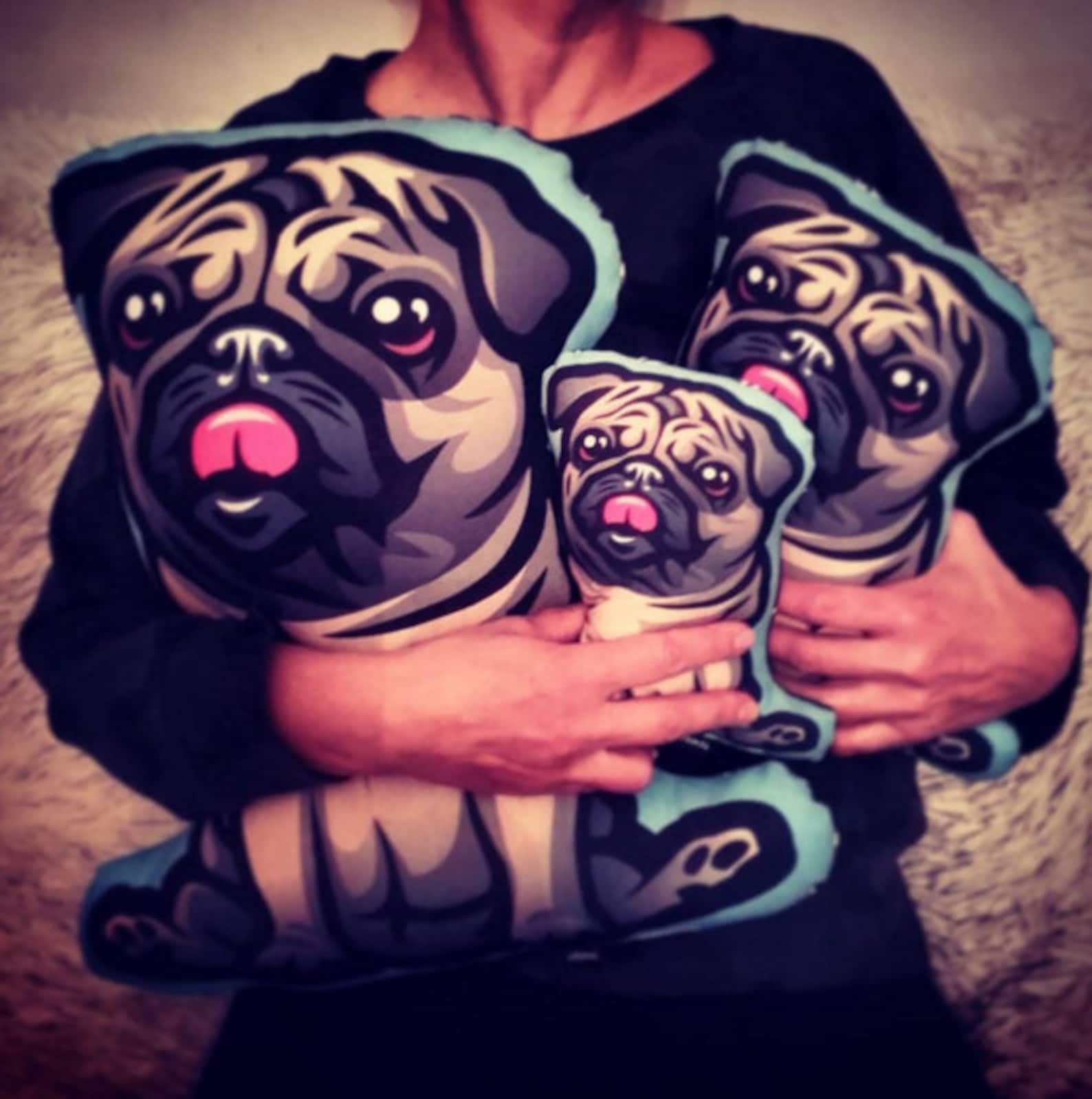 Pug Pillow Stuffed Dog Toy Beige Mops Carlin Pug Cuddly Mascot - Etsy