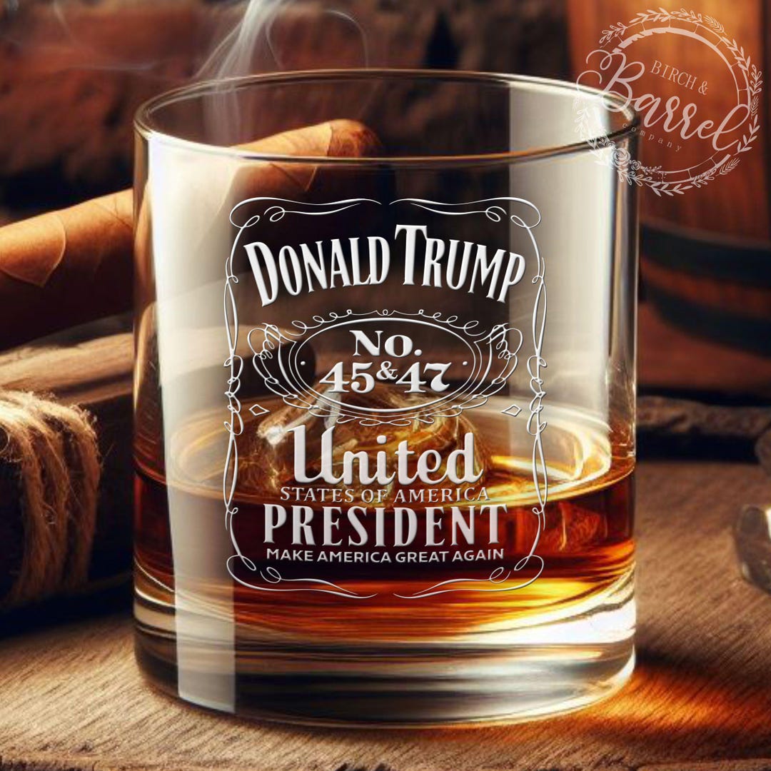Trump No. 45 47 / Trump 2024 Engraved Whiskey Glass / Bourbon Glass ...