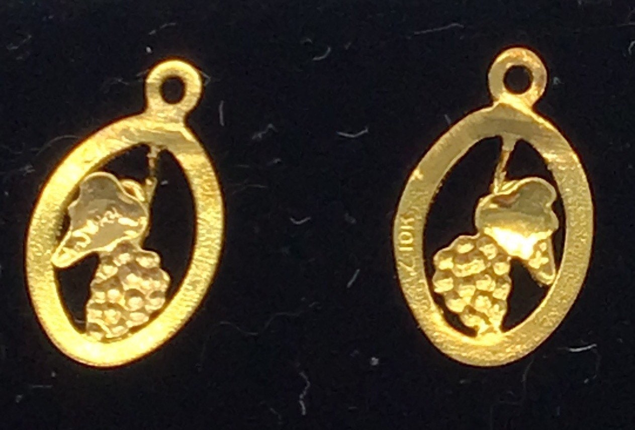Black Hills 10K Gold Earrings Grape Leaf Grape Cluster VTG Landstroms ...