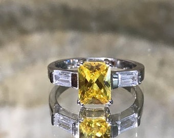 Yellow stone ring | Etsy