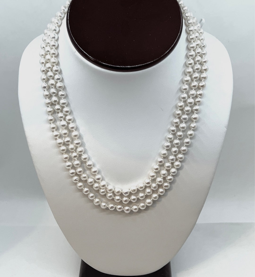 Triple Strand Pearl Necklacethree Strand Freshwater Pearl Necklace3 ...