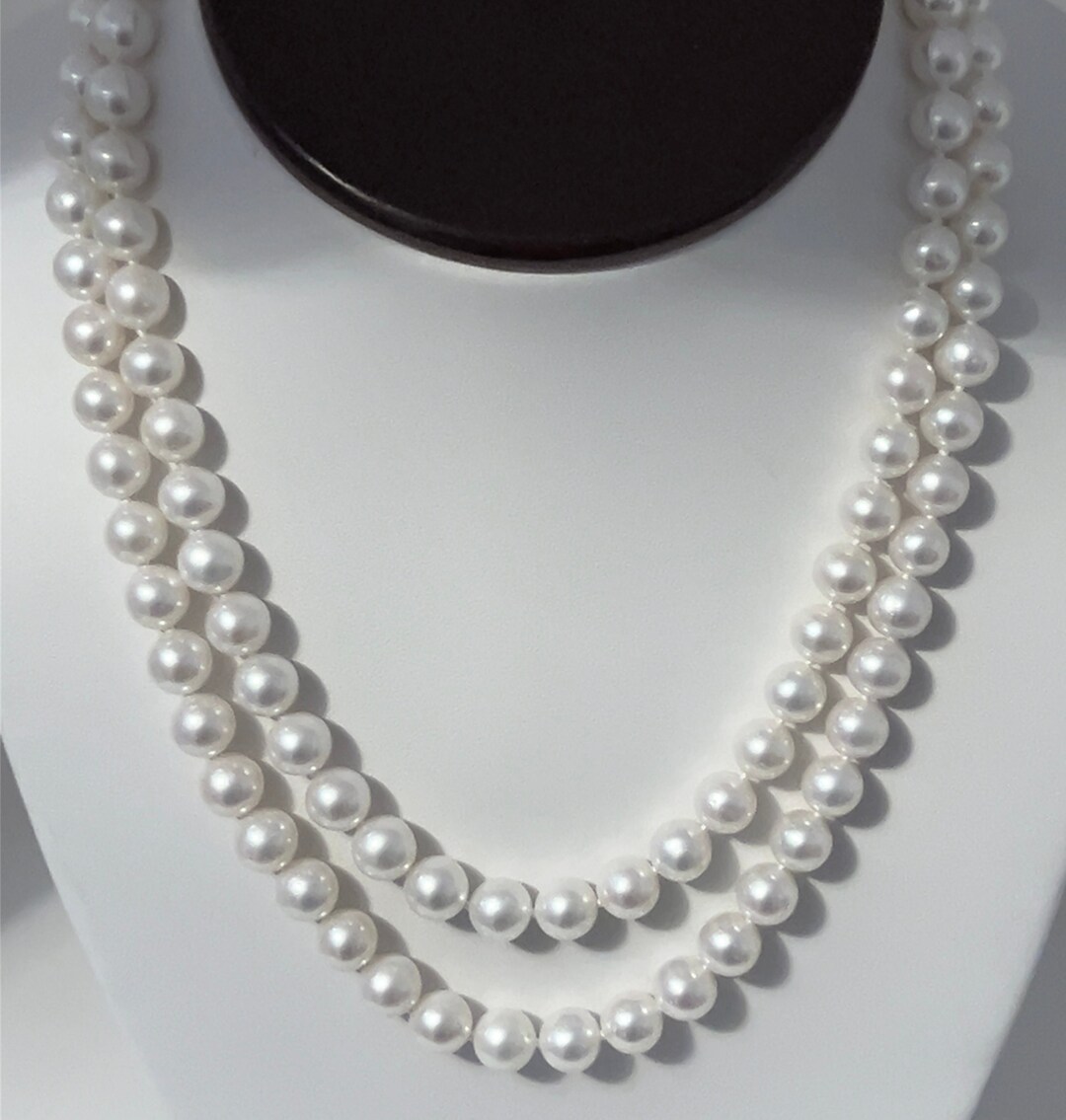 Double Strand Pearl Necklace—two Strand Pearl Necklace—2 Strand ...