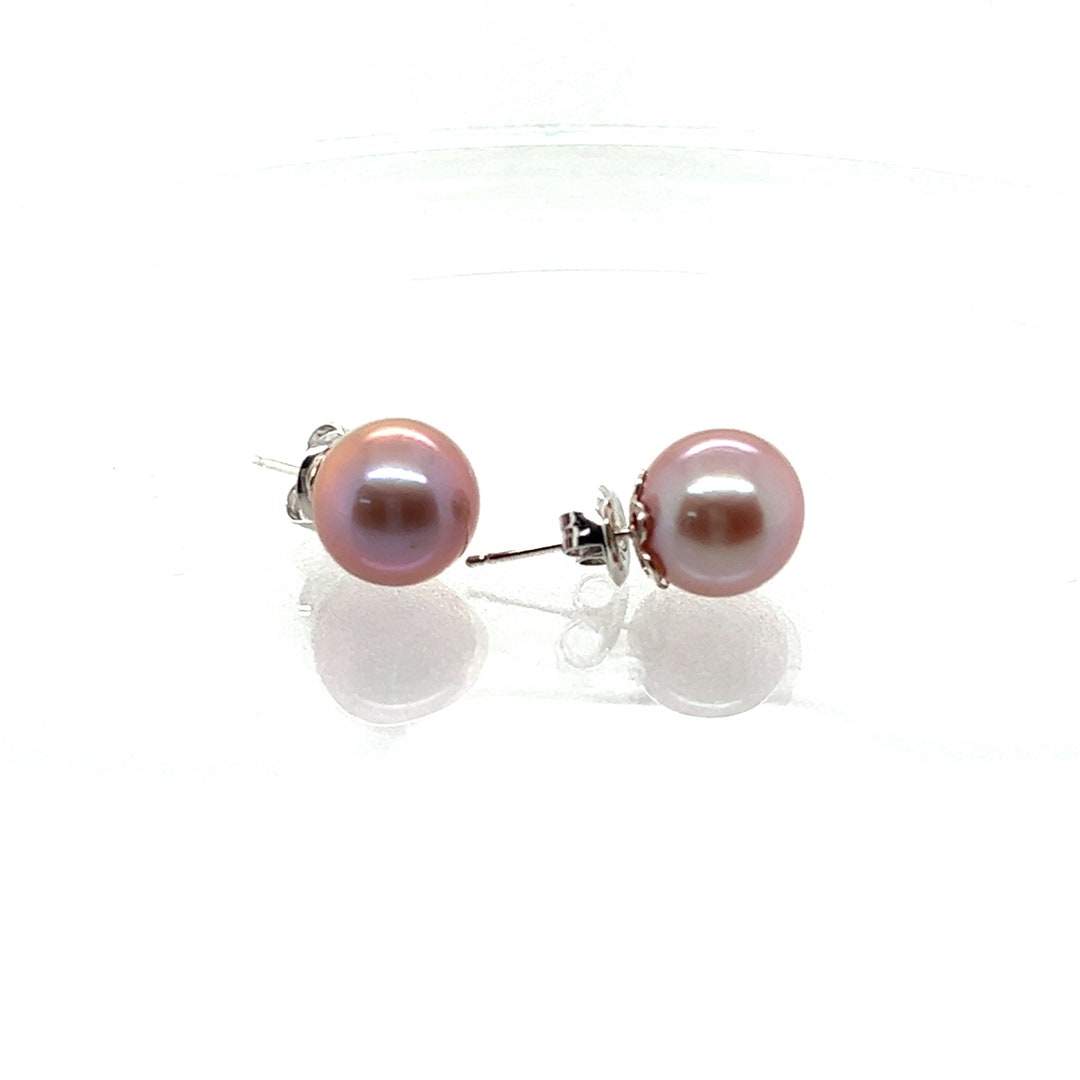 Purple Edison Pearl Stud Earrings | Large 11mm Edison Pearl Mauve ...