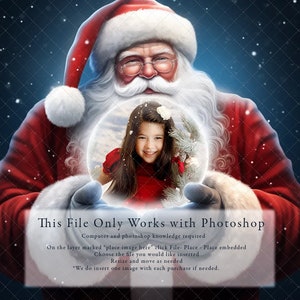 Santa Template for Photoshop - Santa Holding a Globe in the Evening. - Etsy