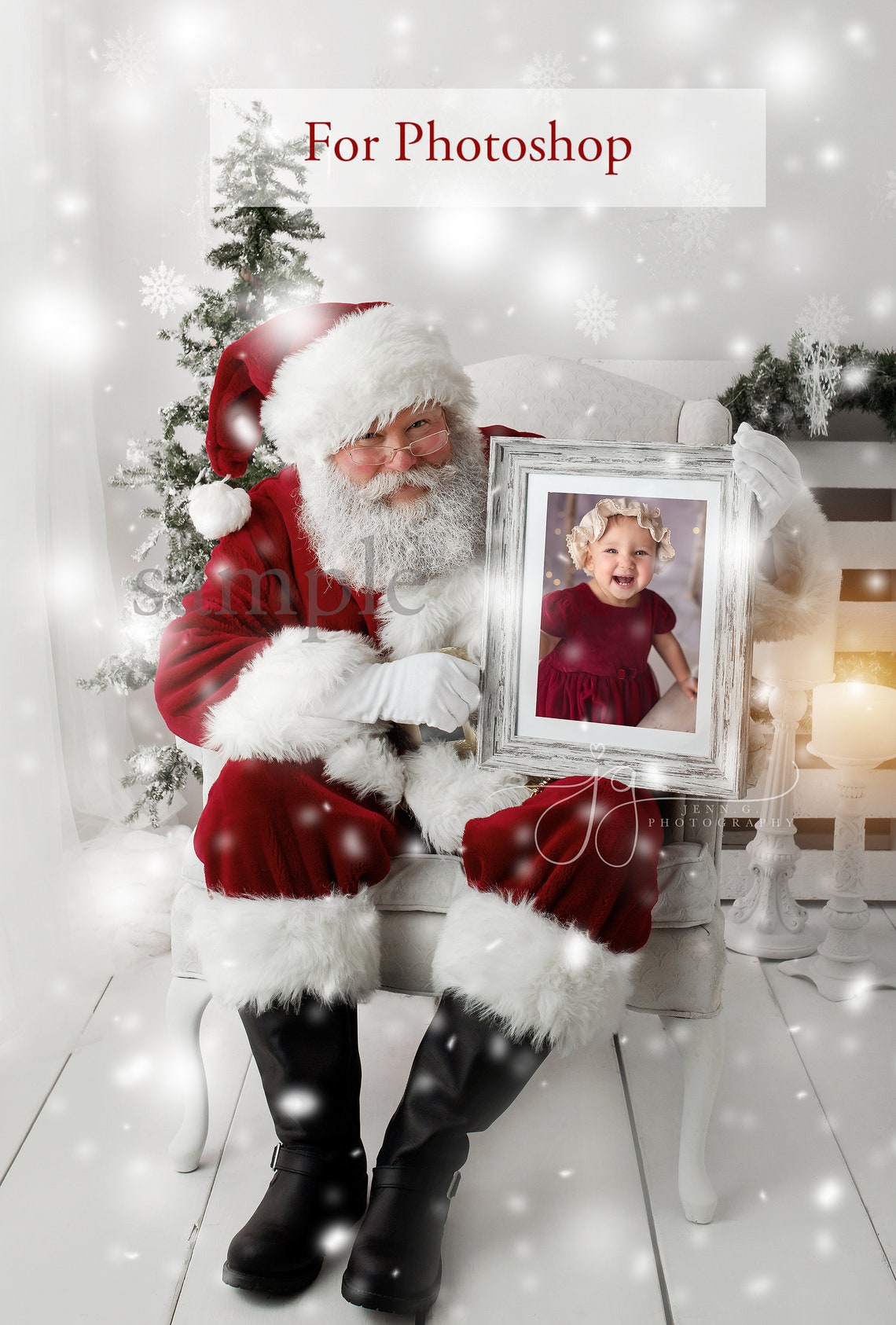 Santa Photoshop Template and PNG - Holding Portrait Frame - With ...