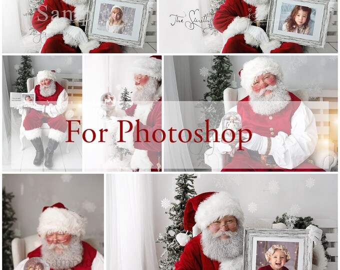 Santa Photoshop Template and PNG - Holding Portrait Frame - With ...