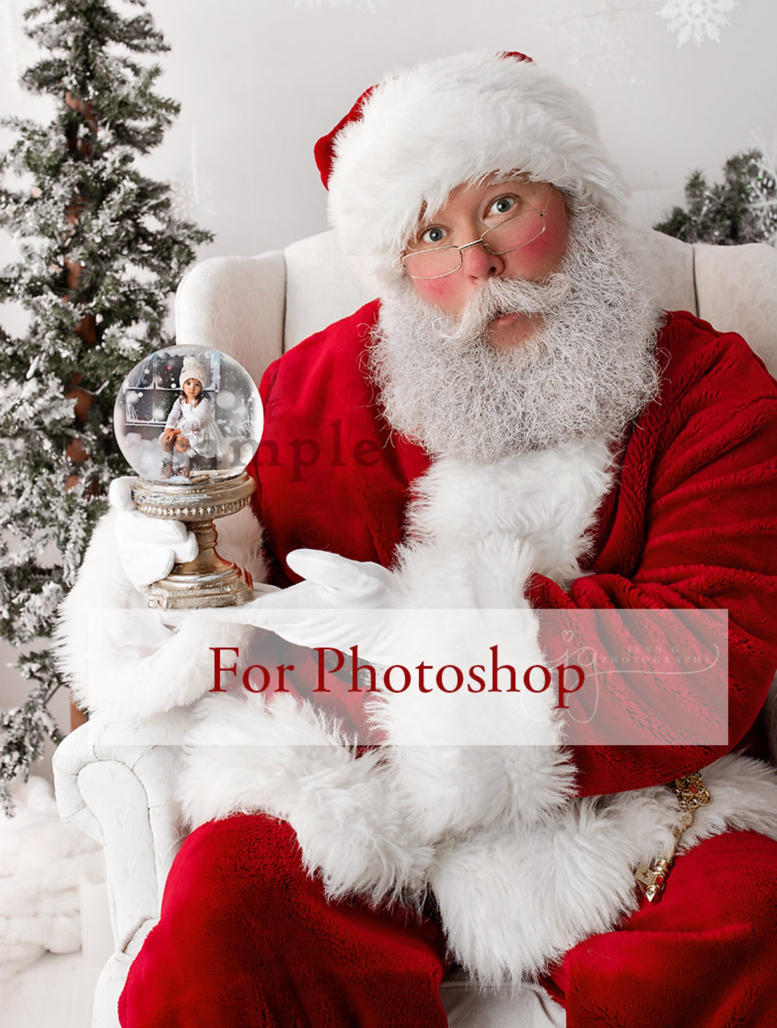 Santa Photoshop Template Holding Round Snow Globe | Etsy