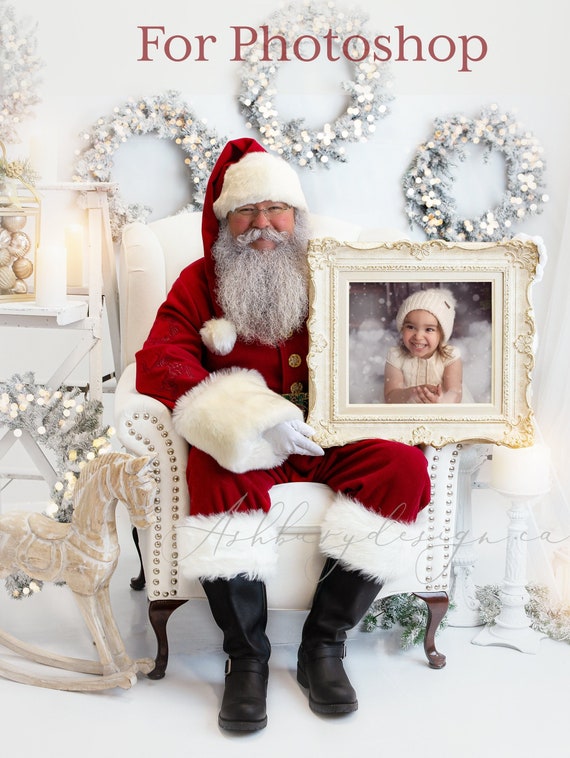Santa Horizontal Frame Photoshop Template | Etsy