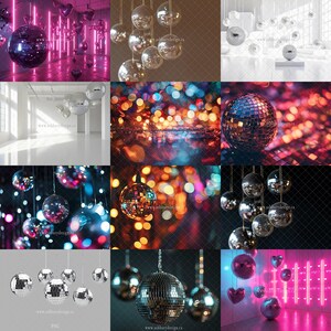 Disco Mirror Ball Overlay and Digital Backdrops - 12 Files Included - Etsy
