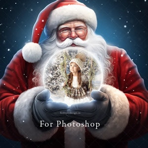 Santa Template for Photoshop - Santa Holding a Globe in the Evening. - Etsy