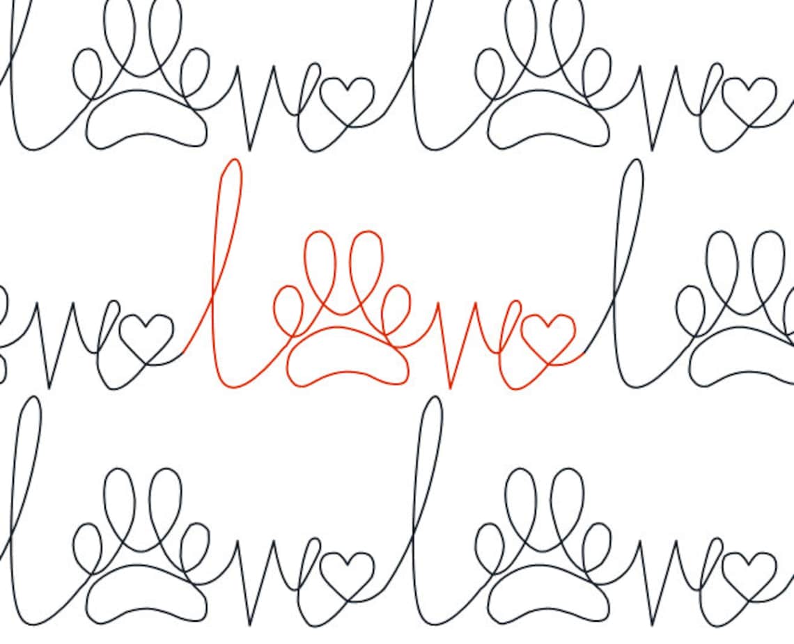 Love Paw Longarm Quilting Digital Pantograph used in E2E Edge | Etsy