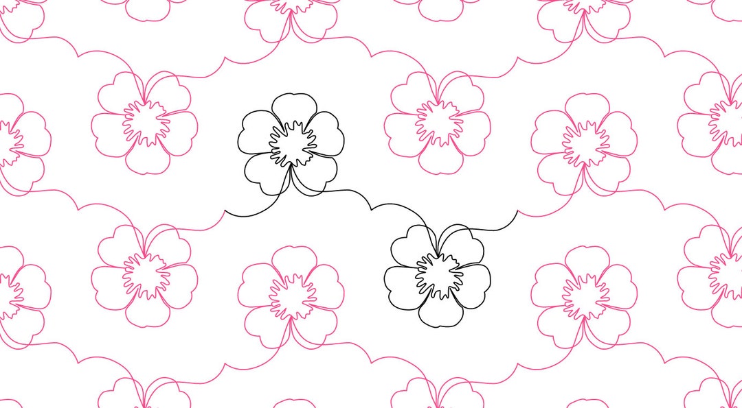 Poppies on a Vine Longarm Quilting Digital Pantograph Used in E2E (edge ...