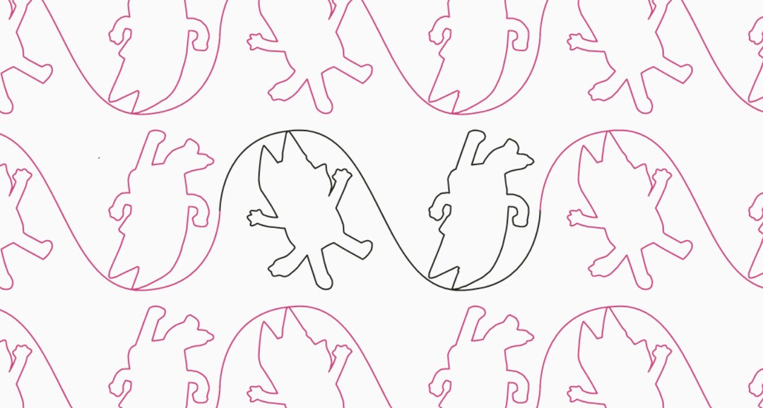 Blue Dog Cartoon Longarm Quilting Digital Pantograph Used in E2E (edge ...