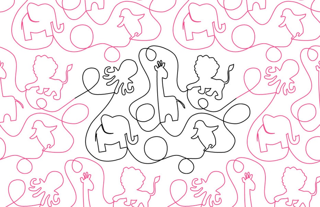 Loopy Zoo Animals Longarm Quilting Digital Pantograph Used in E2E (edge ...