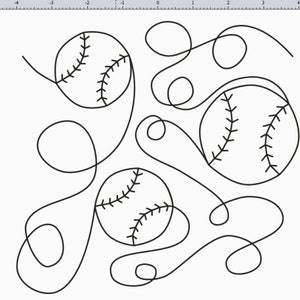 Loopy Softball/baseball Longarm Quilting Digital Pantograph Used in E2E Quilting (embroidery ...