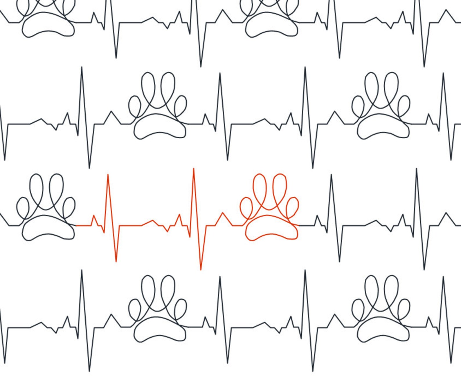 Paw Print Heartbeat Digital Longarm Quilting Pantograph used | Etsy