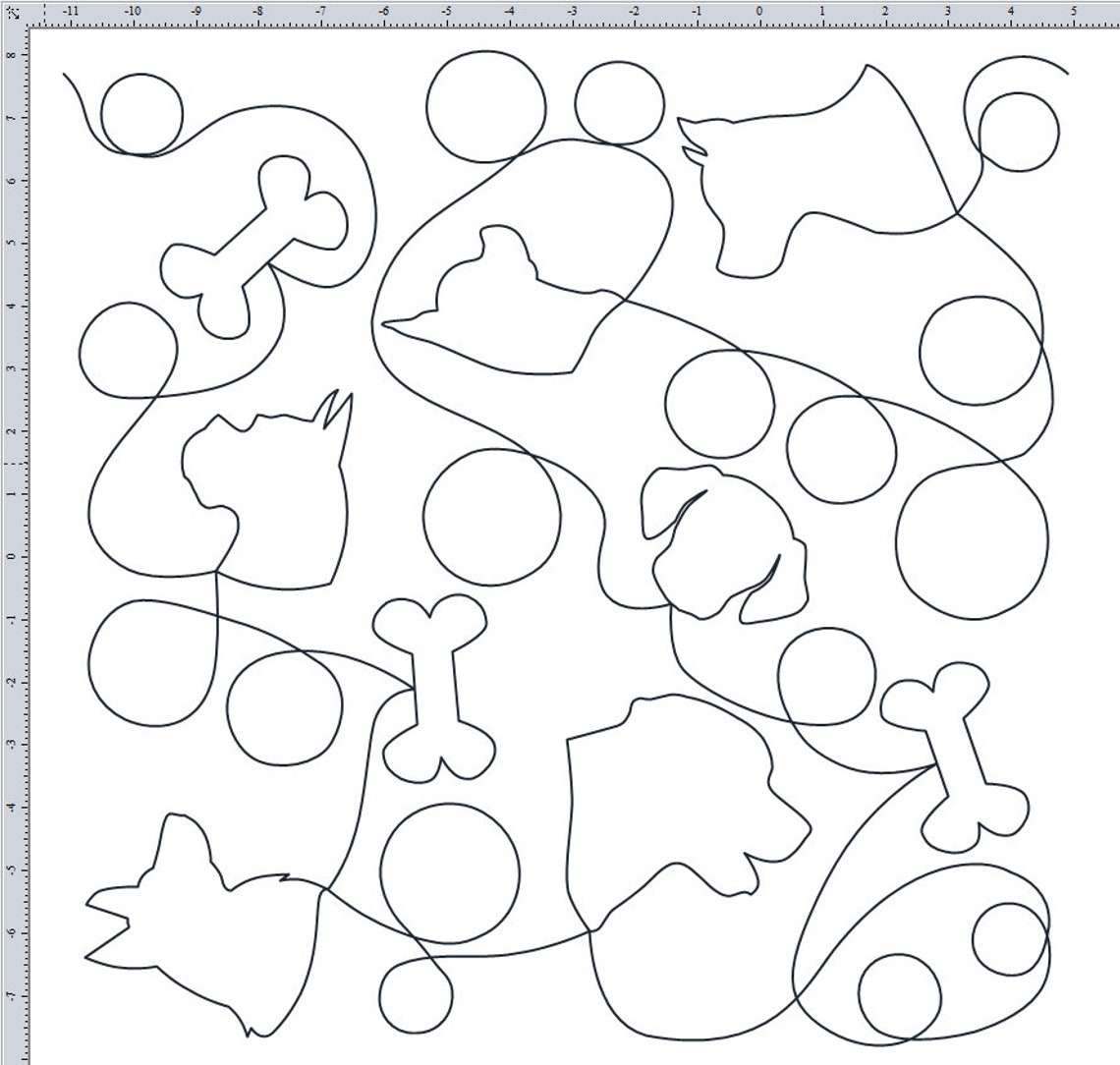 Dog and Bone Longarm Quilting Digital Pantograph Used in E2E | Etsy