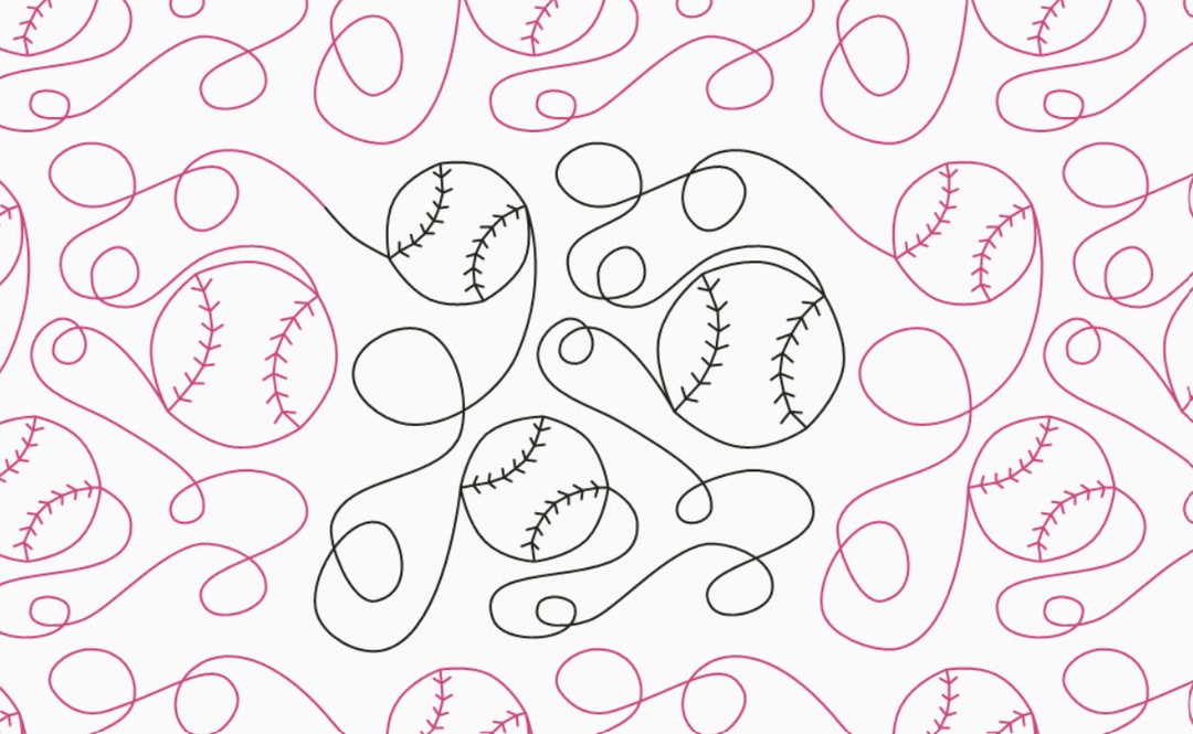Loopy Softball/baseball Longarm Quilting Digital Pantograph Used in E2E Quilting (embroidery ...