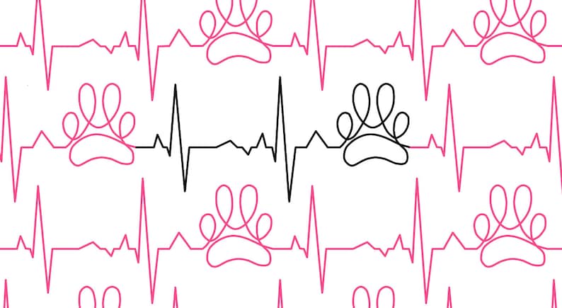 Paw Print Heartbeat Digital Longarm Quilting Pantograph Used in E2E ...