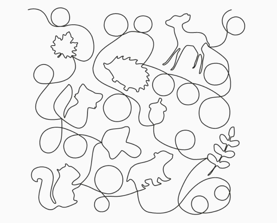 Woodland Animals Longarm Quilting Digital Pantograph Used in E2E (edge ...