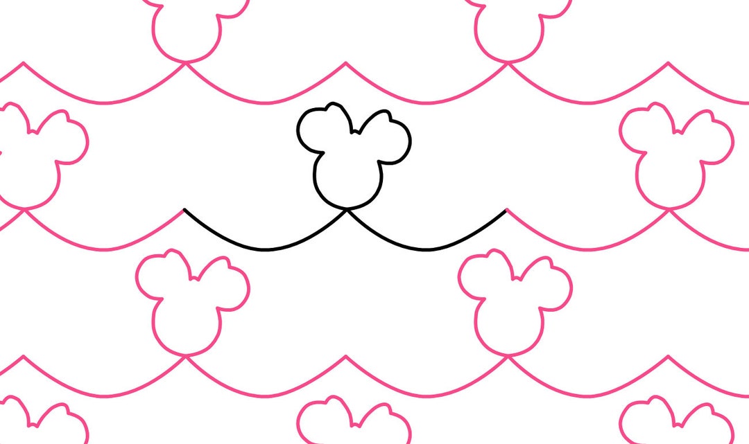 Mouse With a Bow Longarm Quilting Digital Pantograph Used in E2E (edge ...