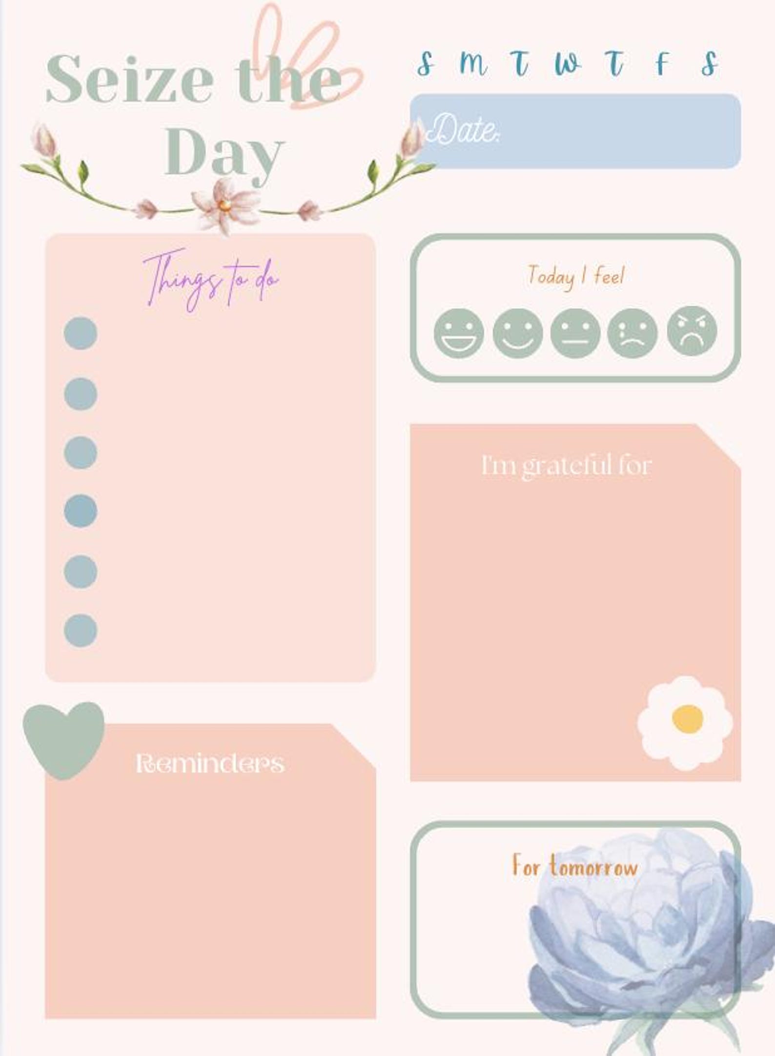 Seize the Day Daily Planner Template - Etsy