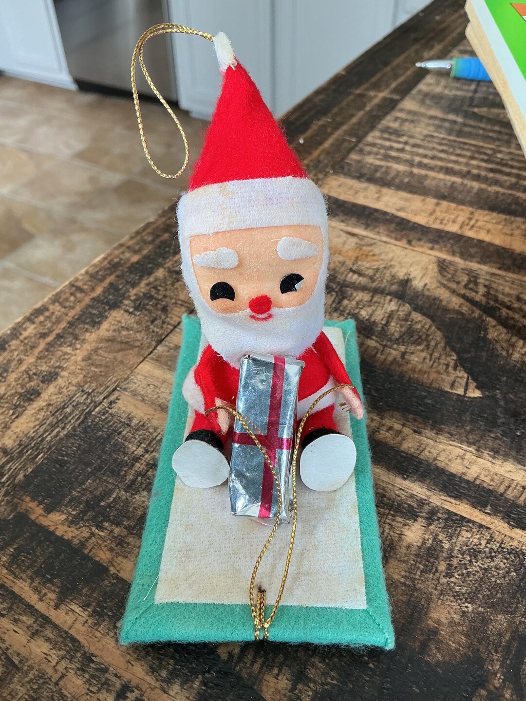 RARE Pixie Santa on Sleigh Vintage Ornament - Etsy