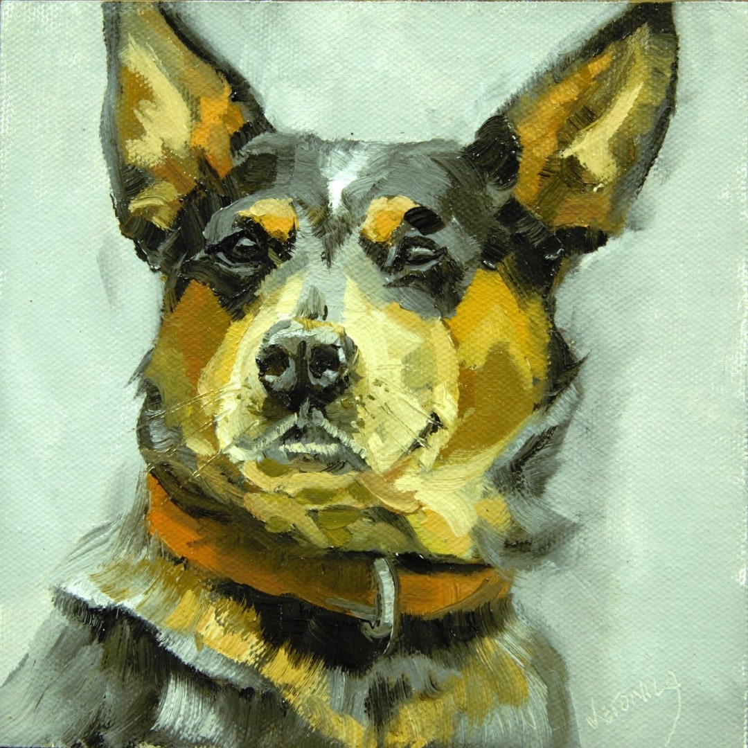 Blue Heeler Sticker: Veronica Brown Oil Painting, Cattle Dog Art - Etsy