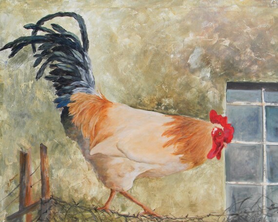 Up and Over Rooster Digital Reproduction Print of Original | Etsy