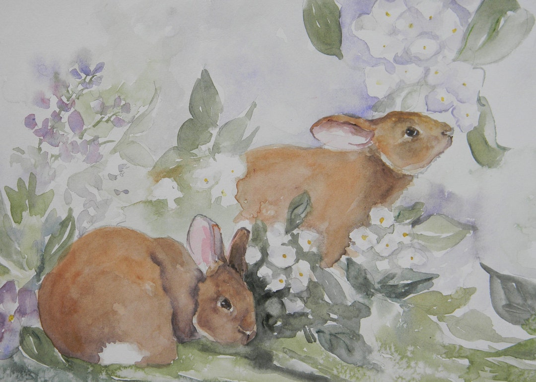 Sisters-flemish Giant Rabbit Digital Reproduction Print of Original ...