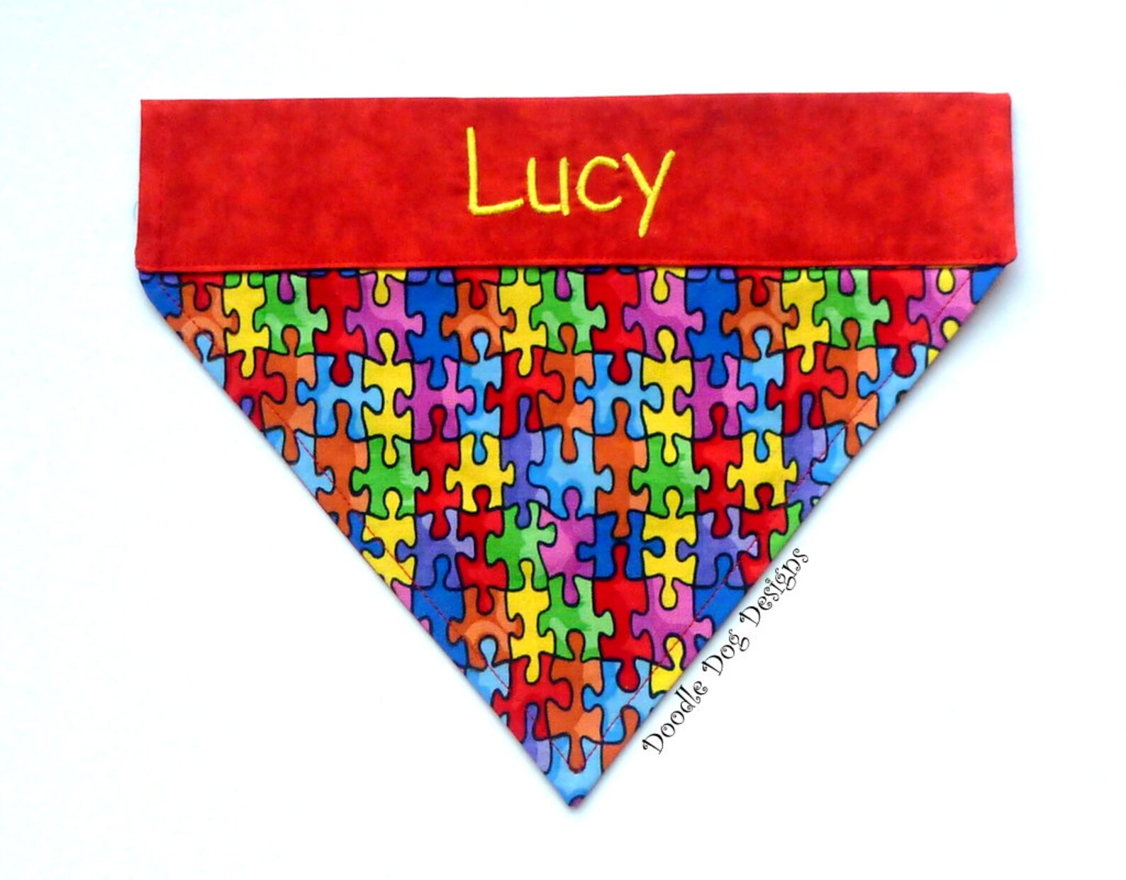 Personalized Autism Awareness Bandana Puzzle Dog Collar - Etsy