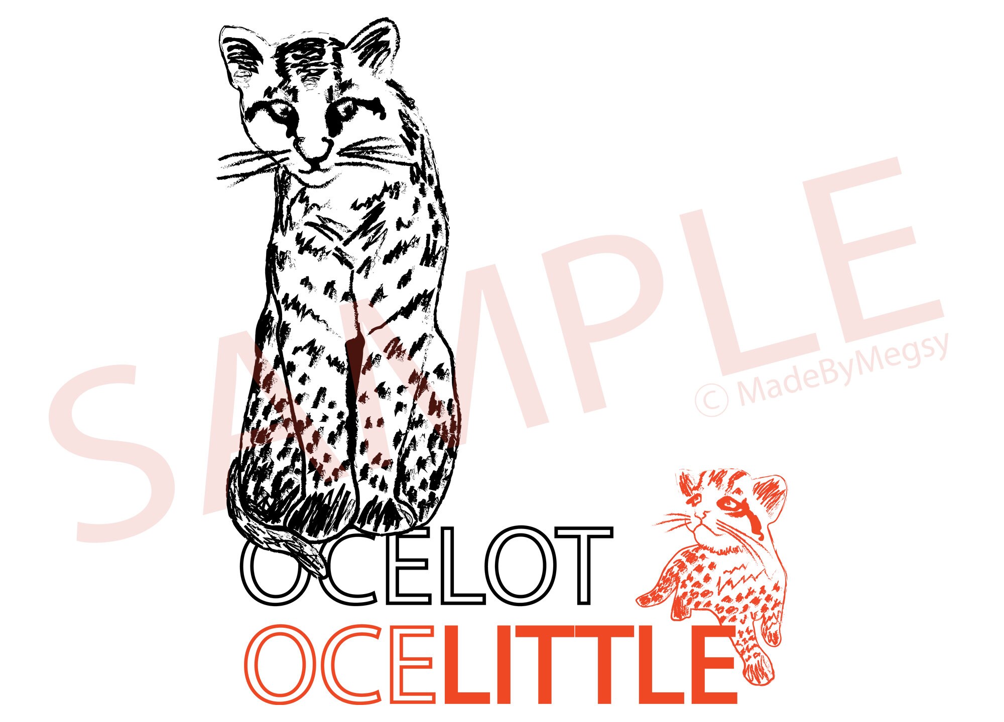 Ocelot, Ocelittle | Kids Silly Animal Tee, Kids Funny Cat Shirt, Cat ...