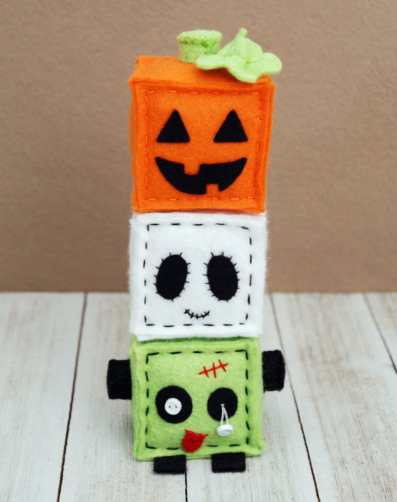 Halloween Cube Plush Trio Zombie Jack O'lantern and - Etsy