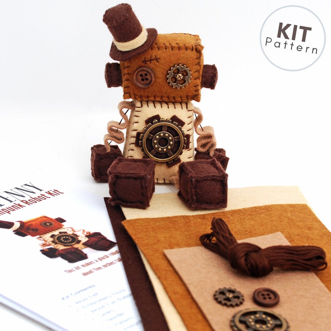 DIY Steampunk Robot Felt Kit Sew Your Own Robot Plush Includes Pattern ...