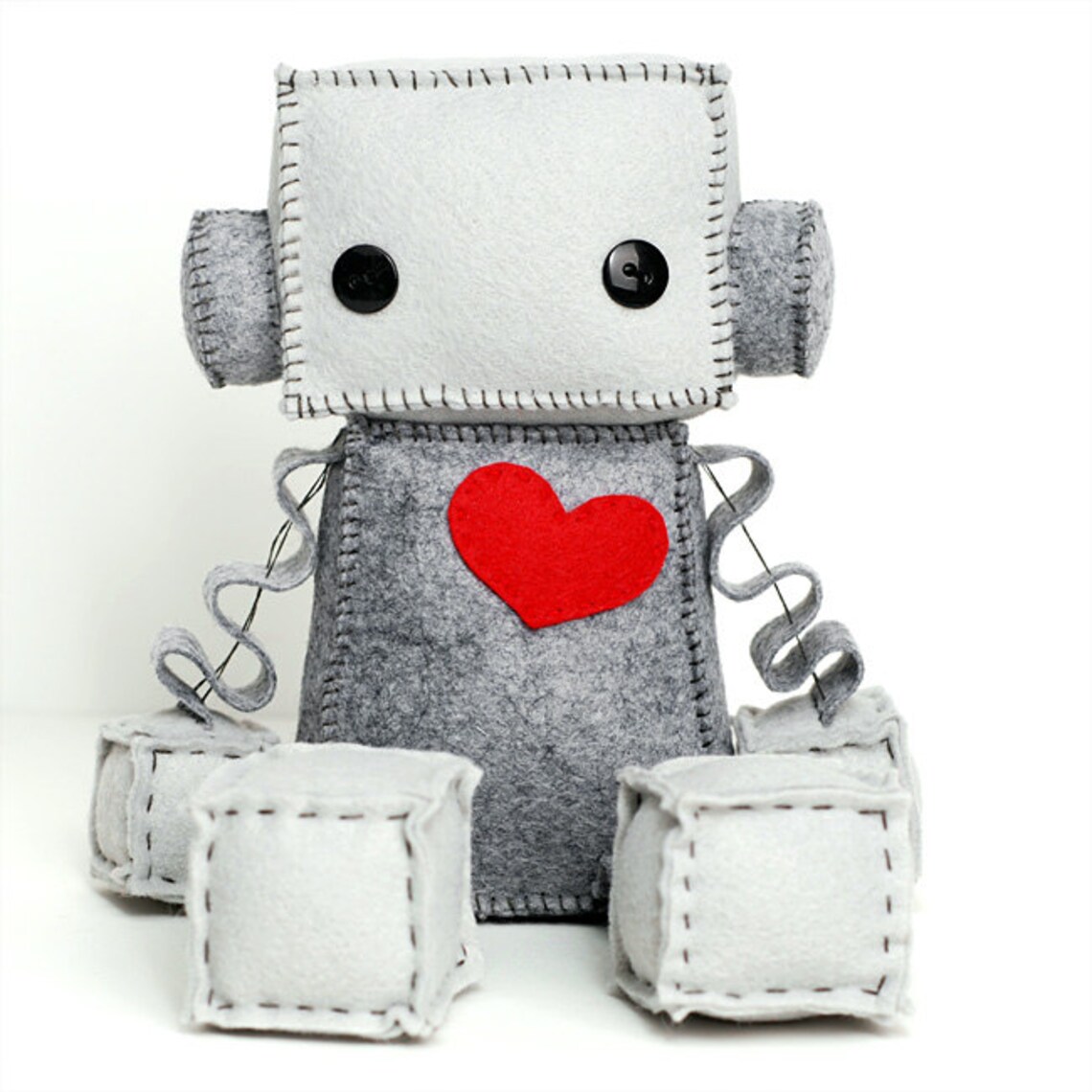 Large Huggable Robot With a Red Heart Collectible Toy - Etsy