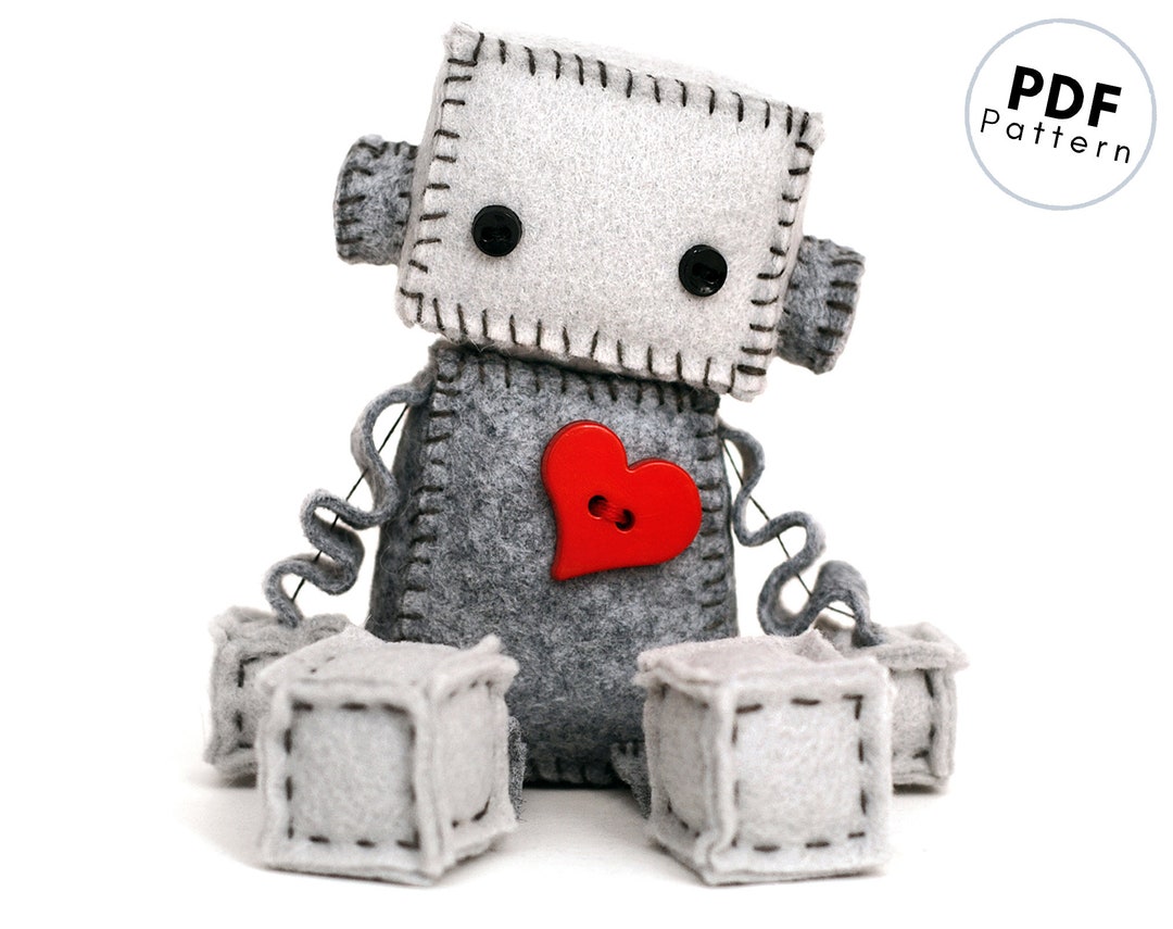 Felt Robot Plush Pattern PDF Instant Download DIY Stuffed Plushie DIY ...