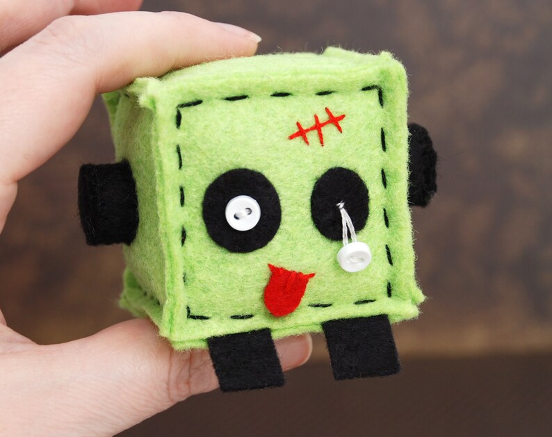 Halloween Felt Cube Plush Trio – Handmade Zombie, Ghost, Jack O'lantern ...