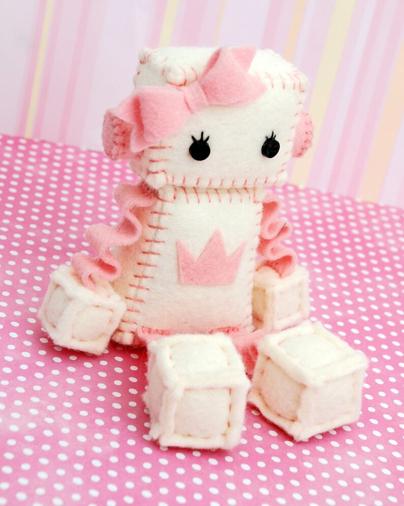 Princess Plush Robot with Bow and Crown on the front White | Etsy