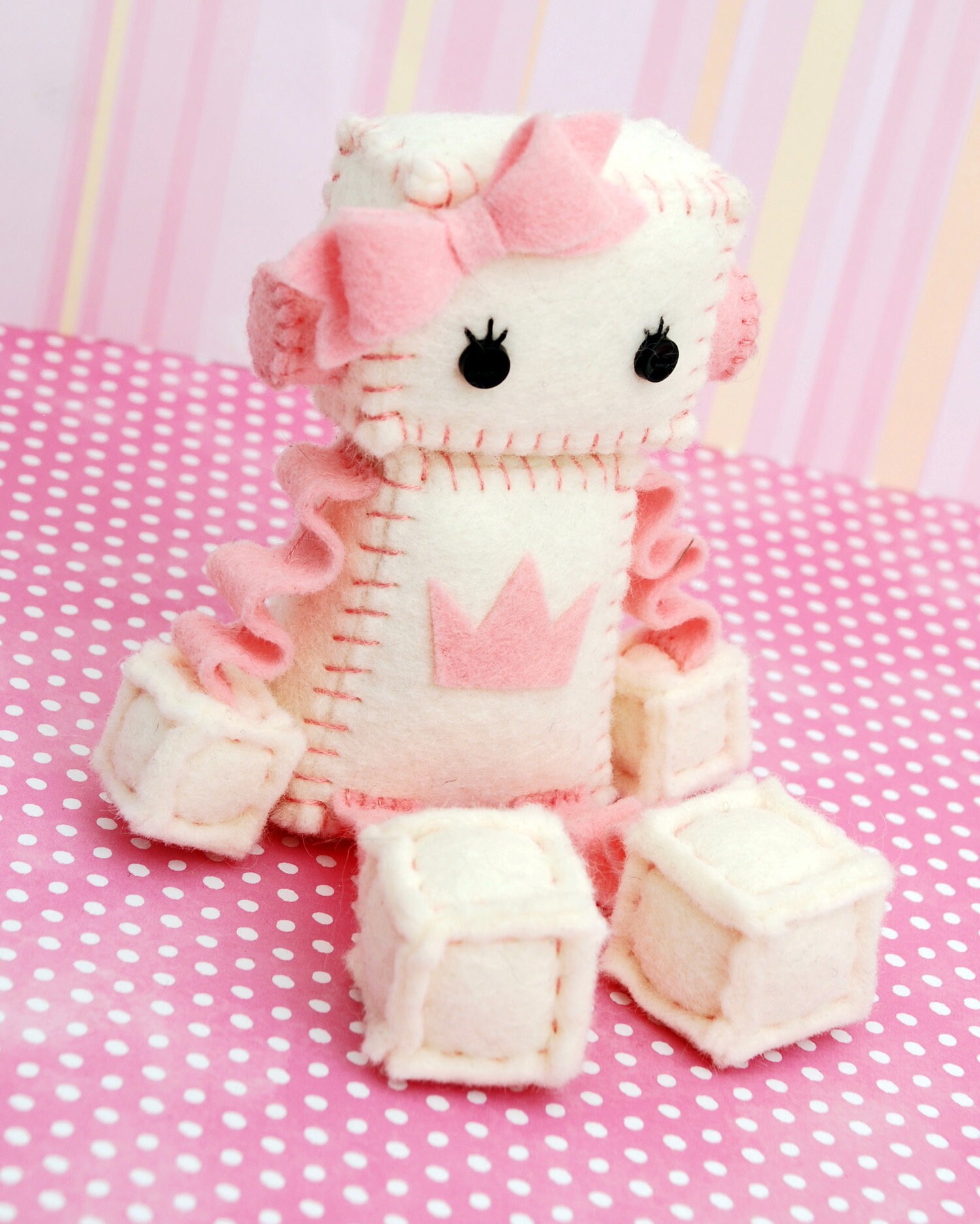 Princess Plush Robot with Bow and Crown on the front White | Etsy