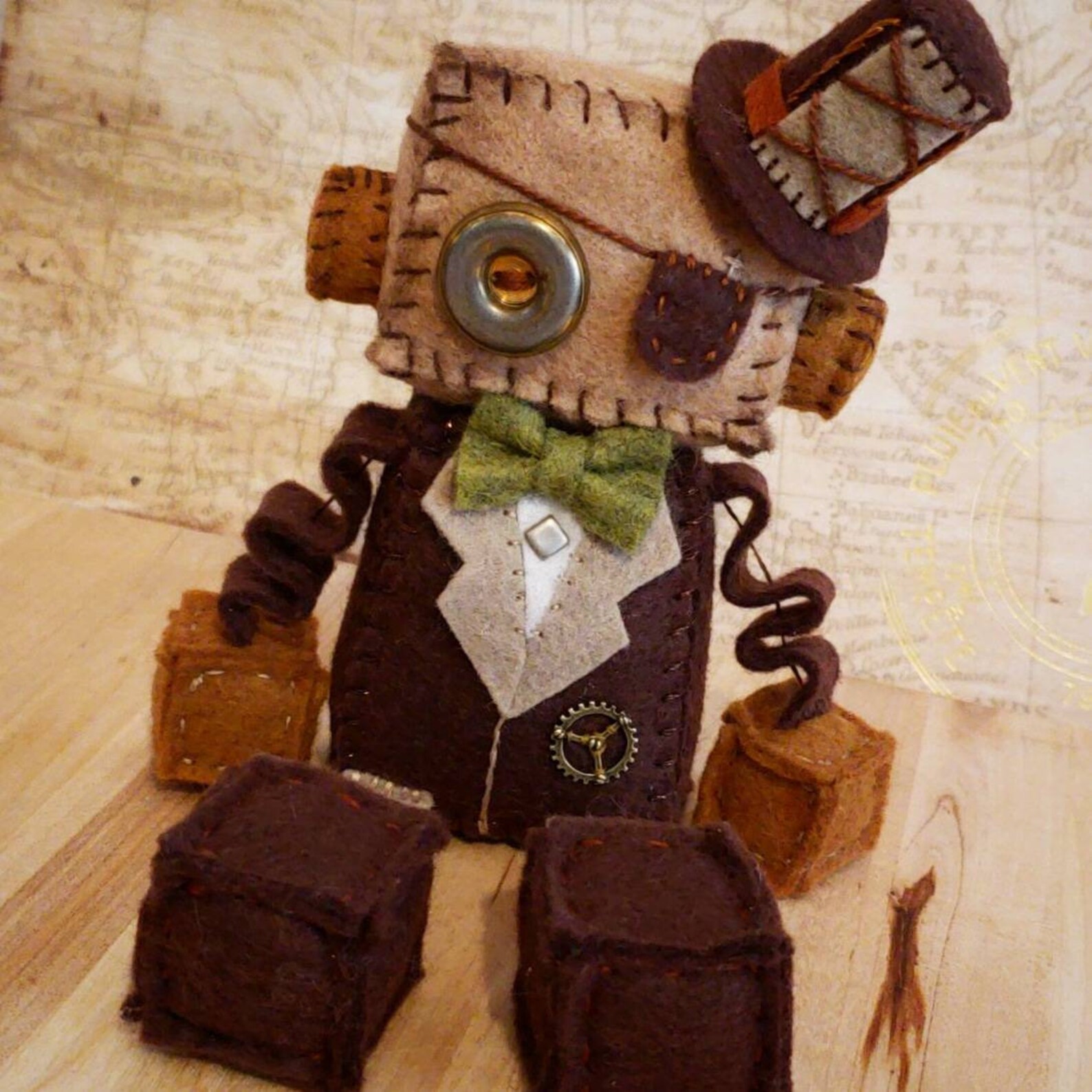Customized Steampunk Robot Plush Doll with Vintage Buttons | Etsy