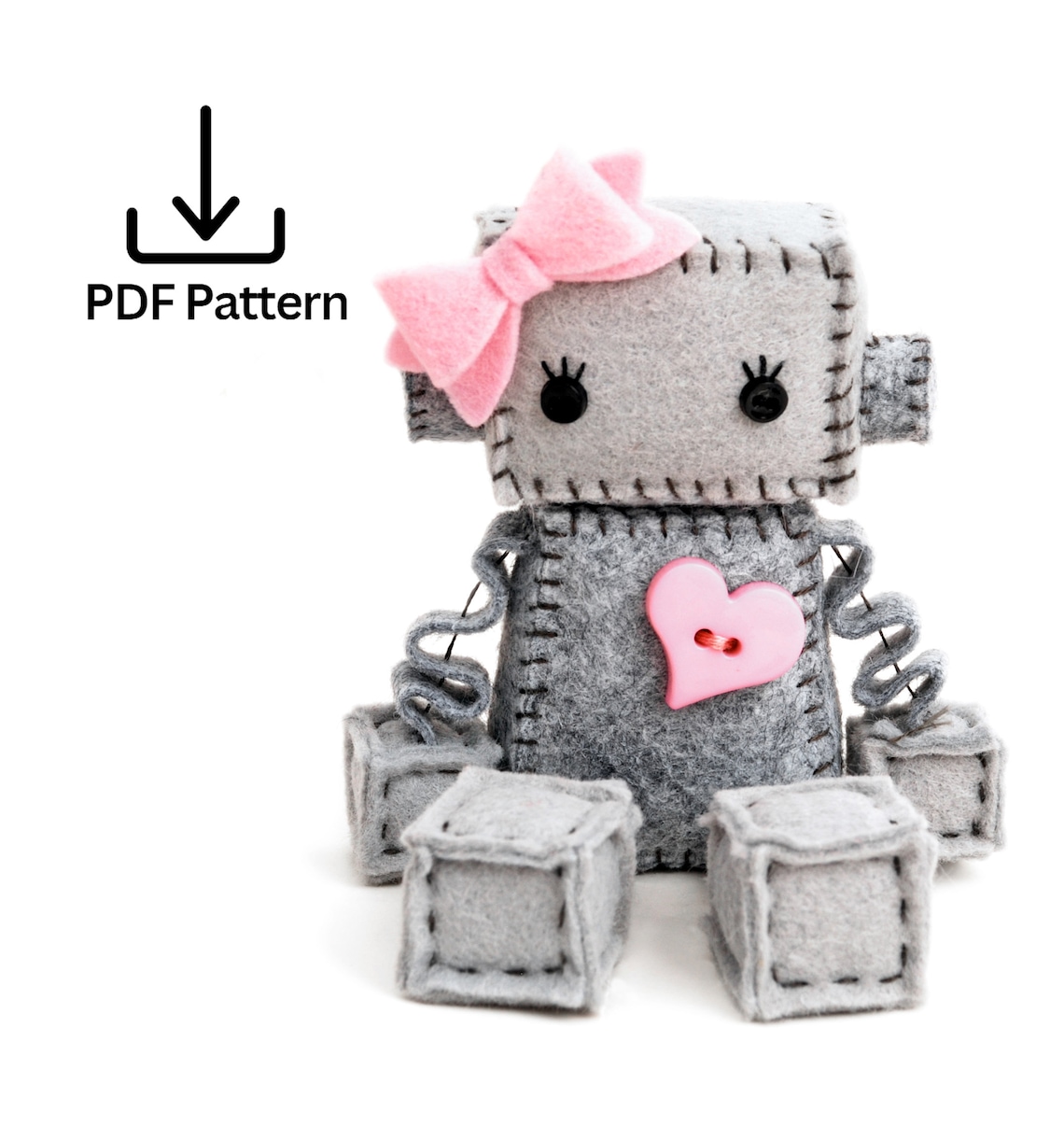 Felt Robot Plush With a Bow Pattern PDF - Instant Download - DIY ...