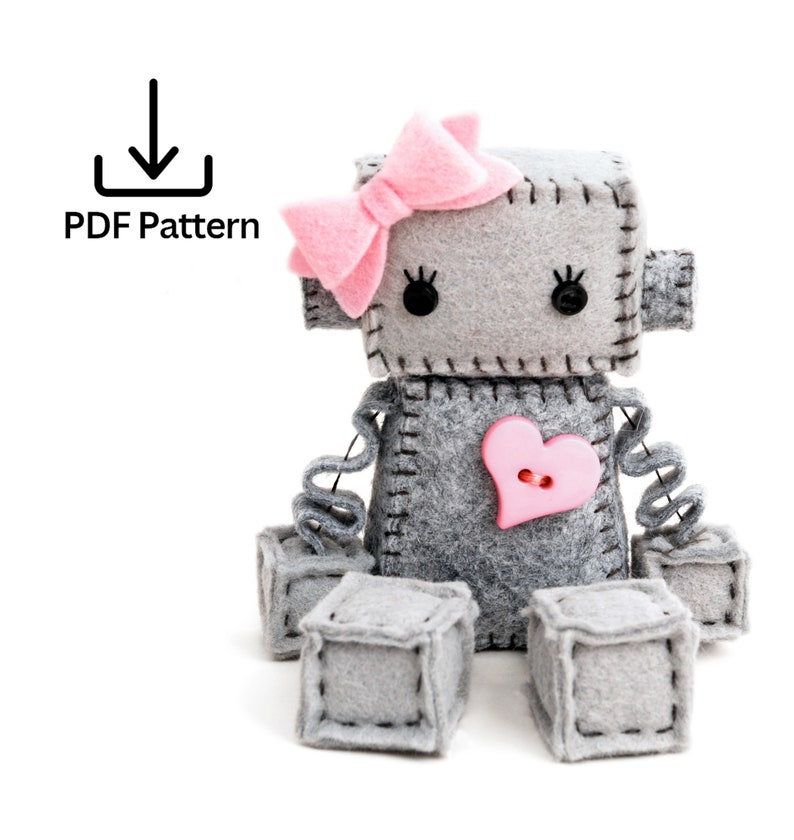 Felt Robot Plush With a Bow Pattern PDF - Instant Download - DIY ...