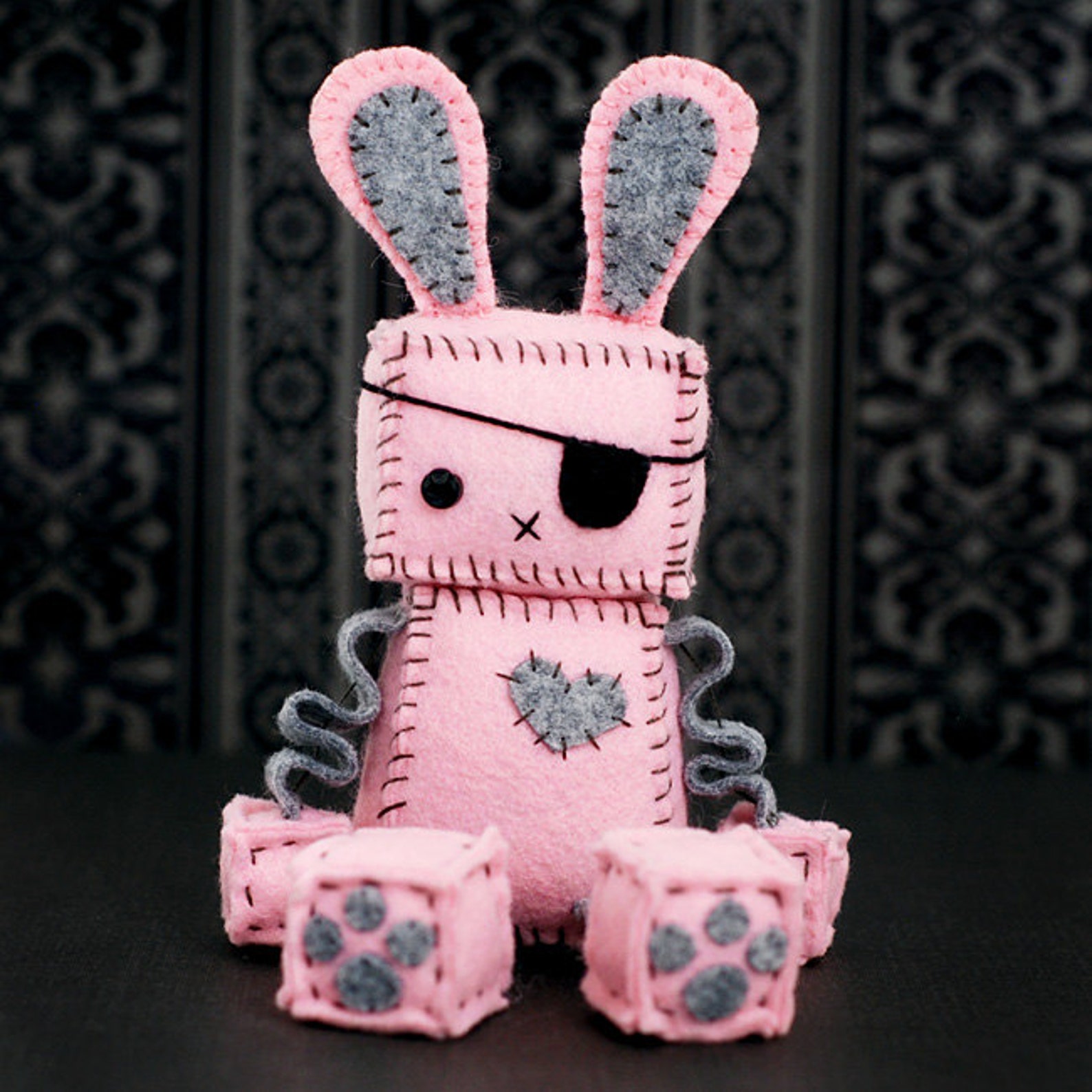 Pink Punk Robot Bunny With an Eye Patch Bunny Ears and Paw | Etsy Canada