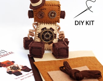 DIY Kit Felt Robot Make Your Own Robot Plush Includes Pattern and ...