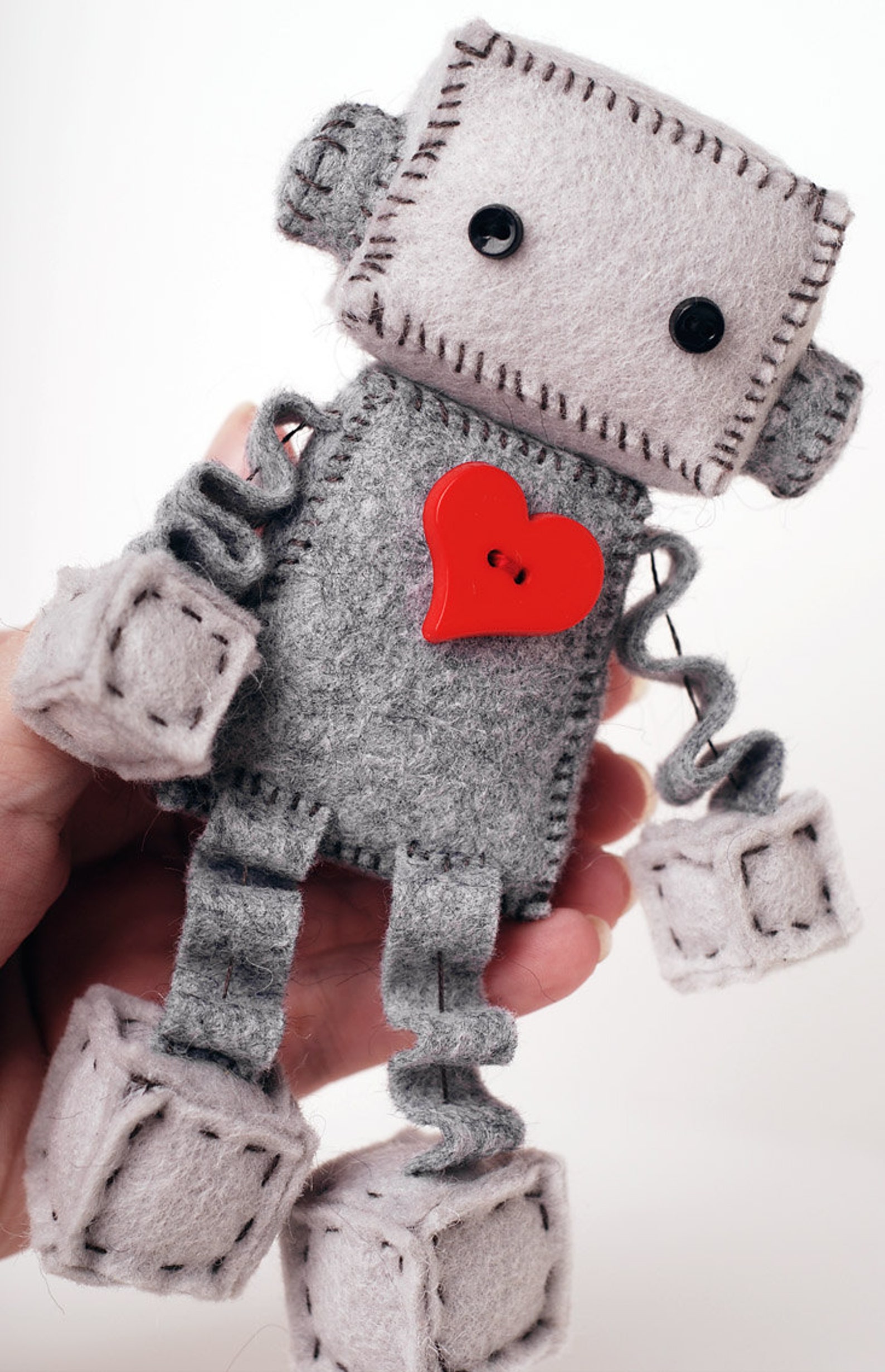 Plush Robot With a Big Red Heart Geeky Gift Nerdy Stuffed - Etsy